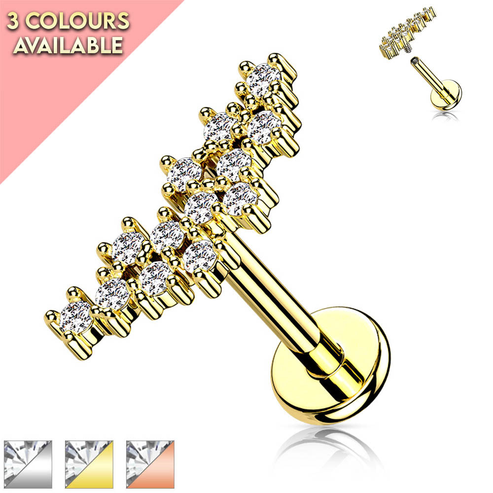 16 Gauge Internally Threaded Flat Back Crystal Cluster Stud - Cherry Diva