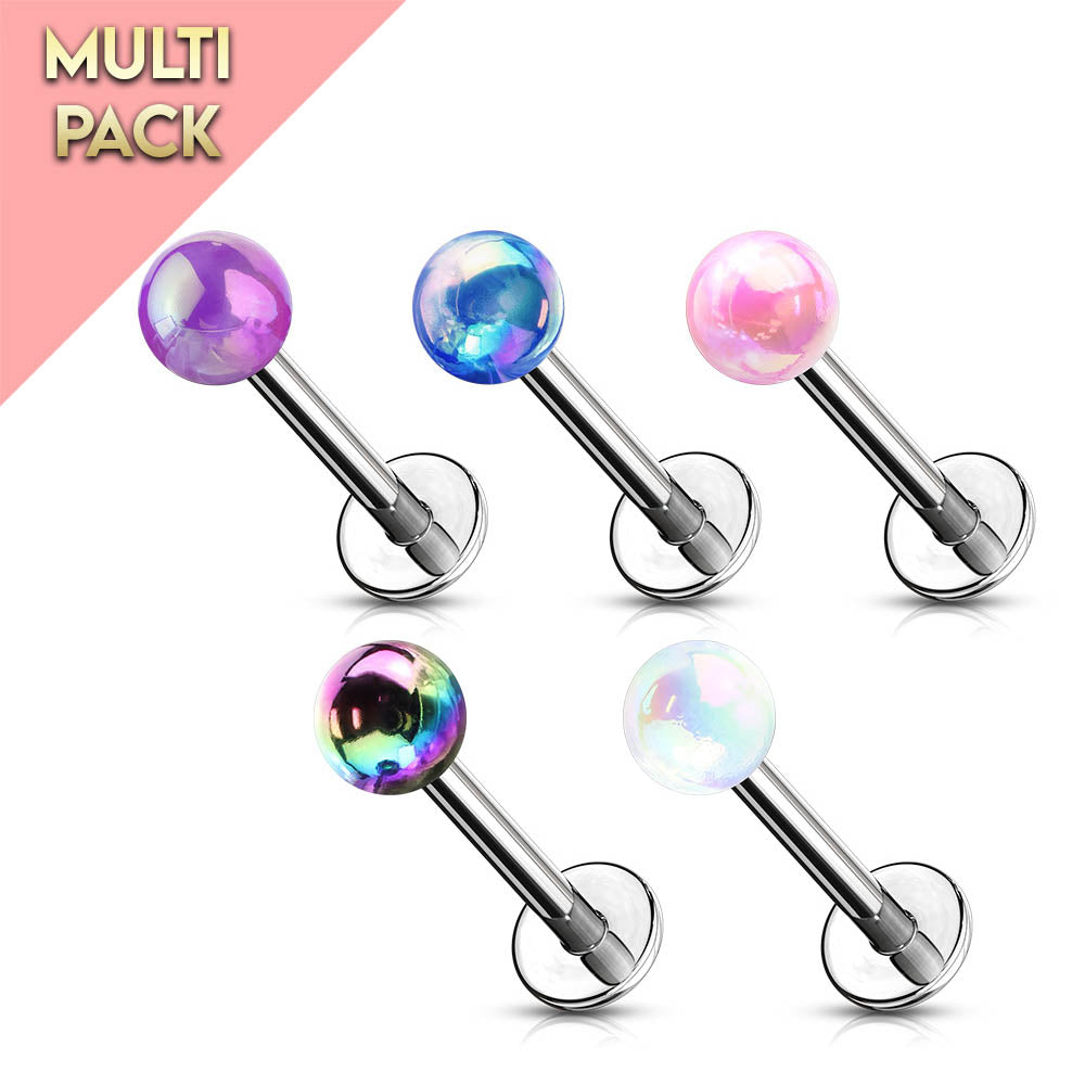 5 Pack Metallic Shimmer Flat Back Studs - Cherry Diva