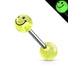 14 Gauge Hypoallergenic Luminescent Smiley Face Barbell - Cherry Diva