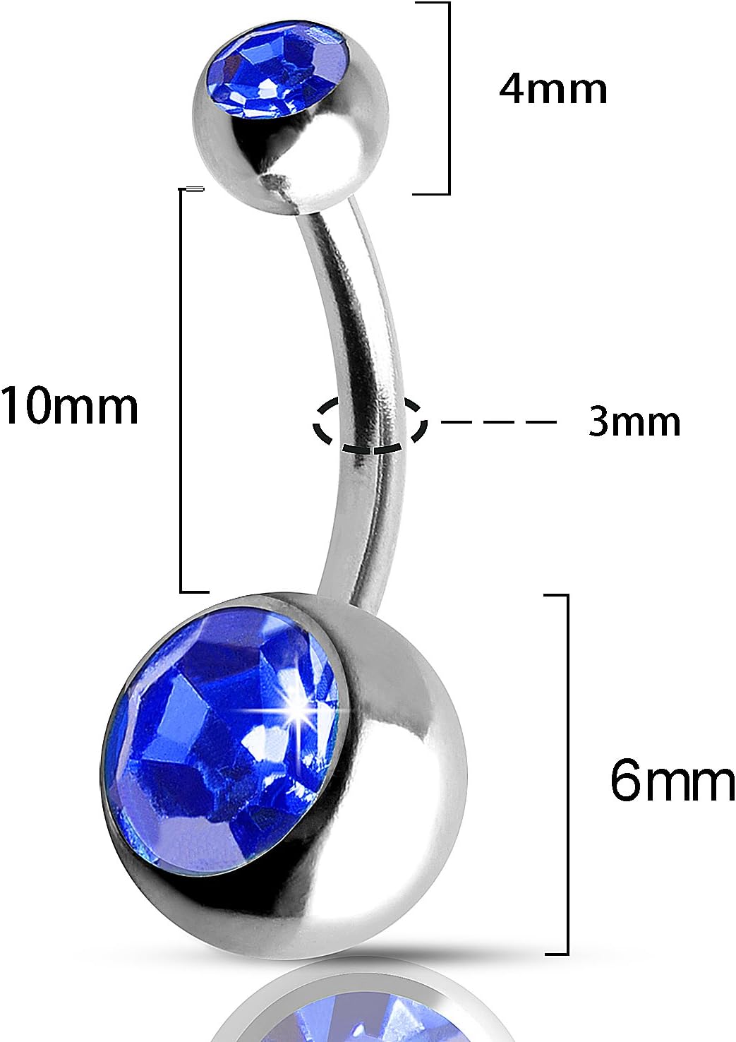 Multi Pack Of 20 Rainbow Double Crystal Belly Bars - Cherry Diva