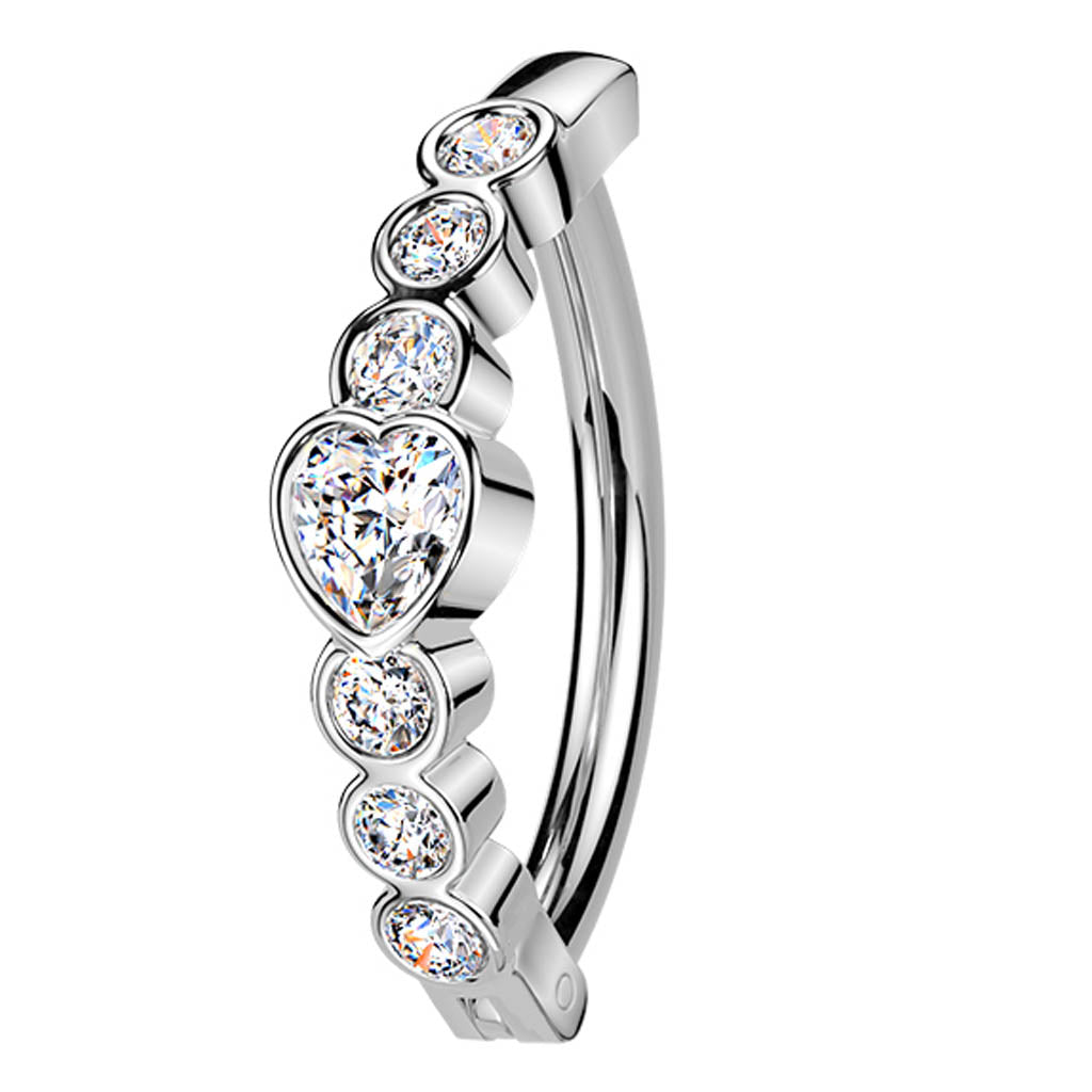 14 Gauge Hinged Crystal Hearts Belly Button Ring - Cherry Diva