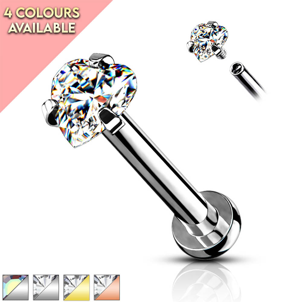 16 Gauge Crystal Star Top Internally Threaded Stud - Cherry Diva