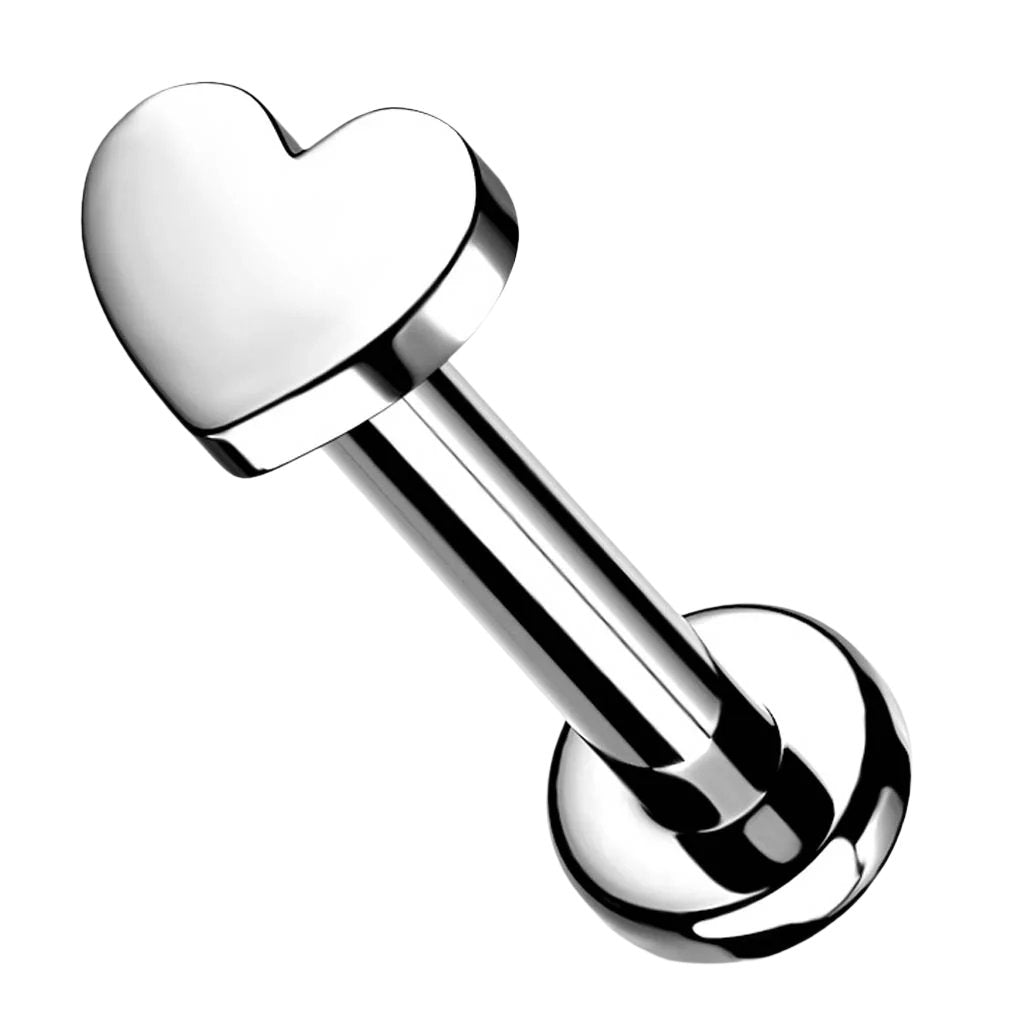 16 Gauge Titanium Internally Threaded Heart Flat Back Stud - Cherry Diva