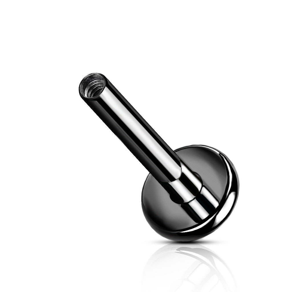 16 Gauge Flat Back Internally Threaded Labret Post - Black - Cherry Diva