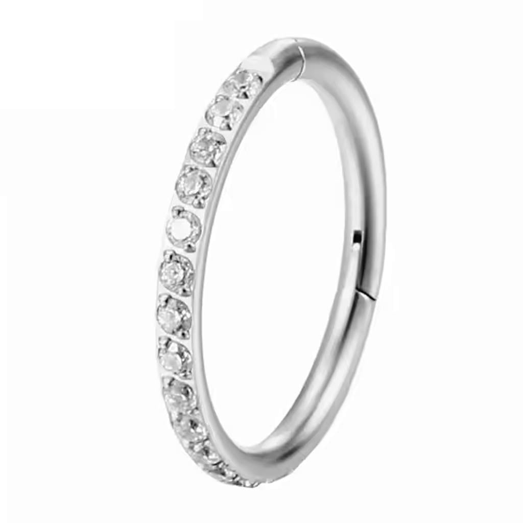 16 Gauge Hypoallergenic Hinged Crystal Row Hoop Ring - Cherry Diva