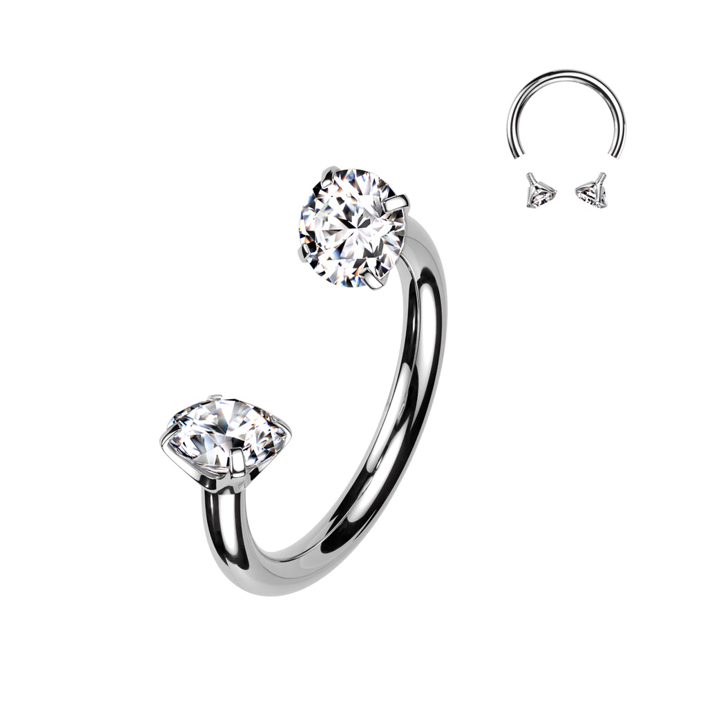 16 Gauge Titanium Internally Threaded Crystal Ends Circular Barbell ...