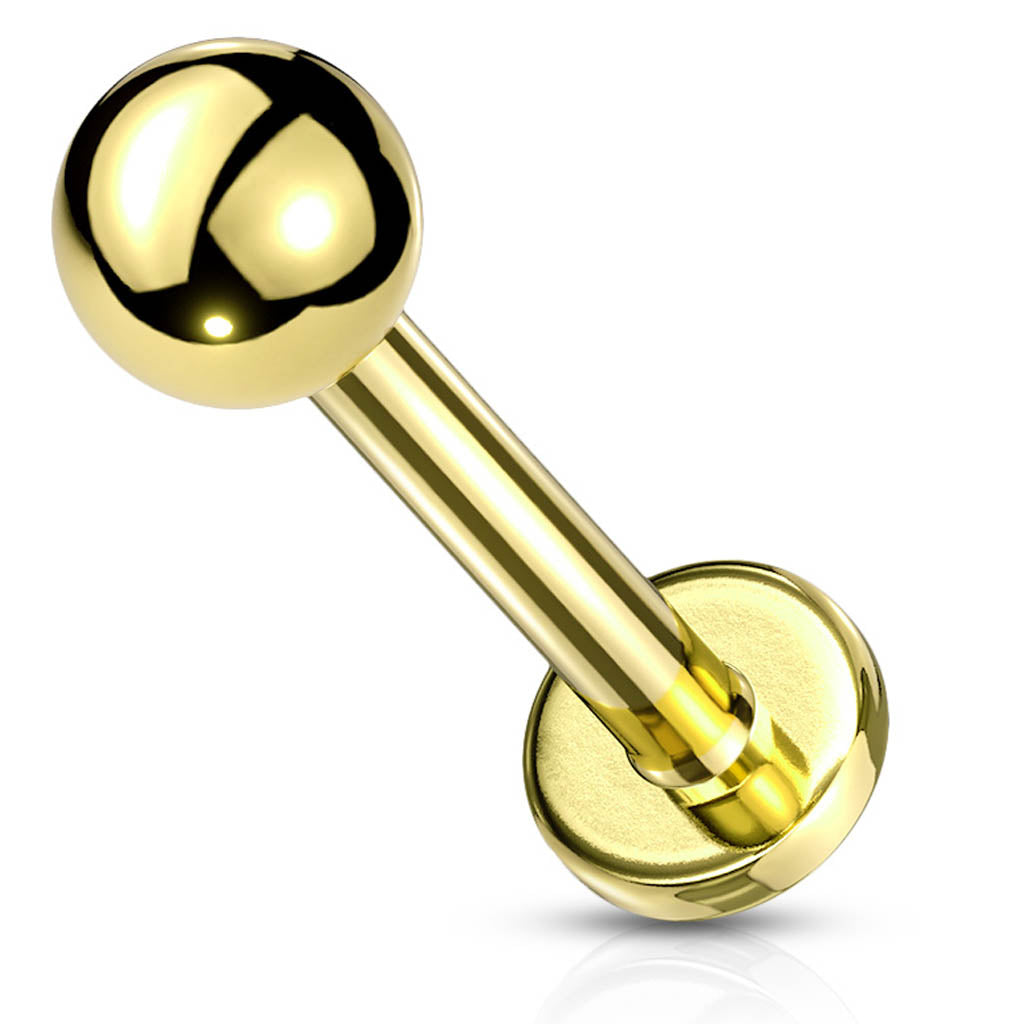 18 Gauge Hypoallergenic Threadless Ball Top Cartilage / Labret Stud ...